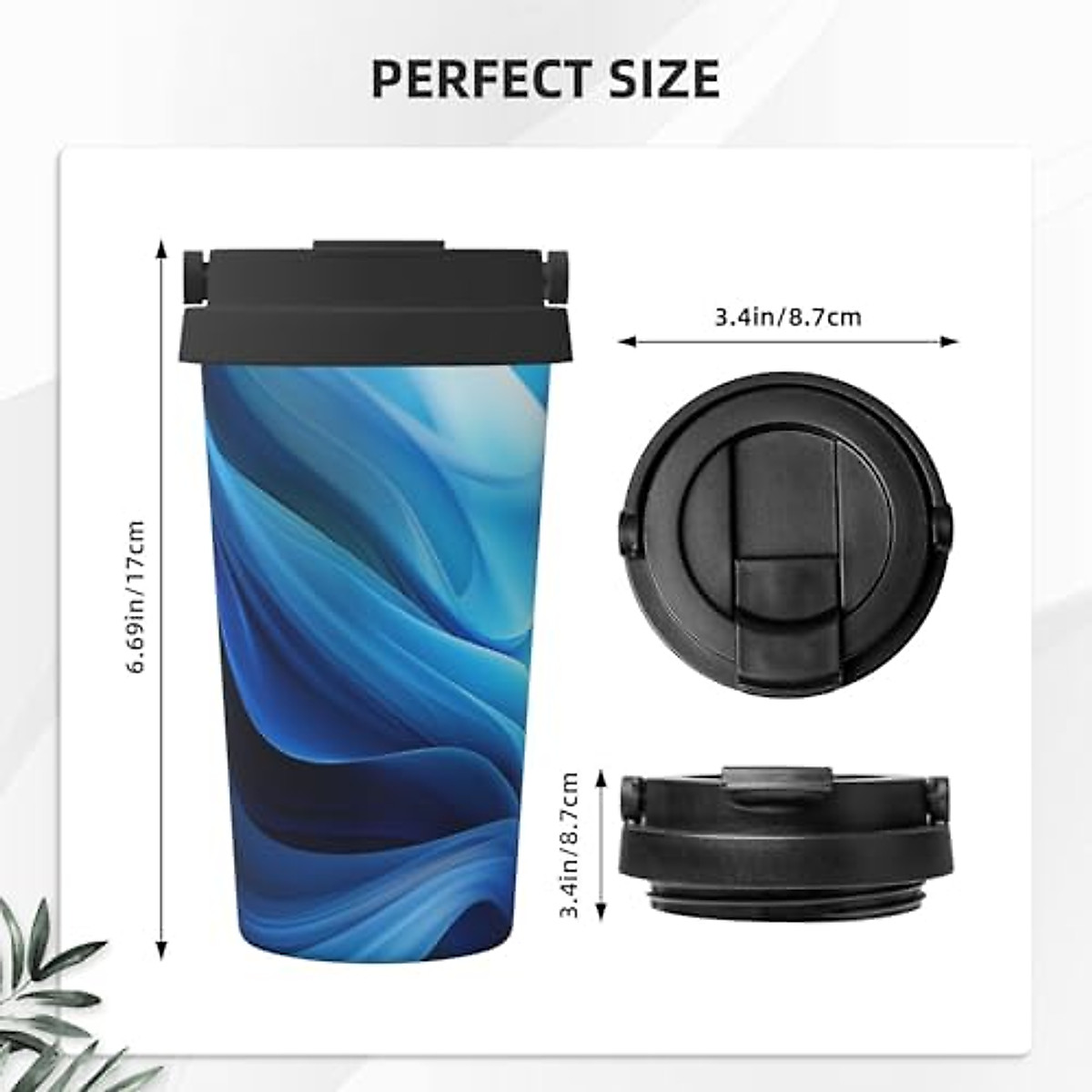 WANGXUEE Abstract Blue Print 500ml Stainless Steel Travel Tumbler Double Wall Vacuum Insulated Coffee Mug