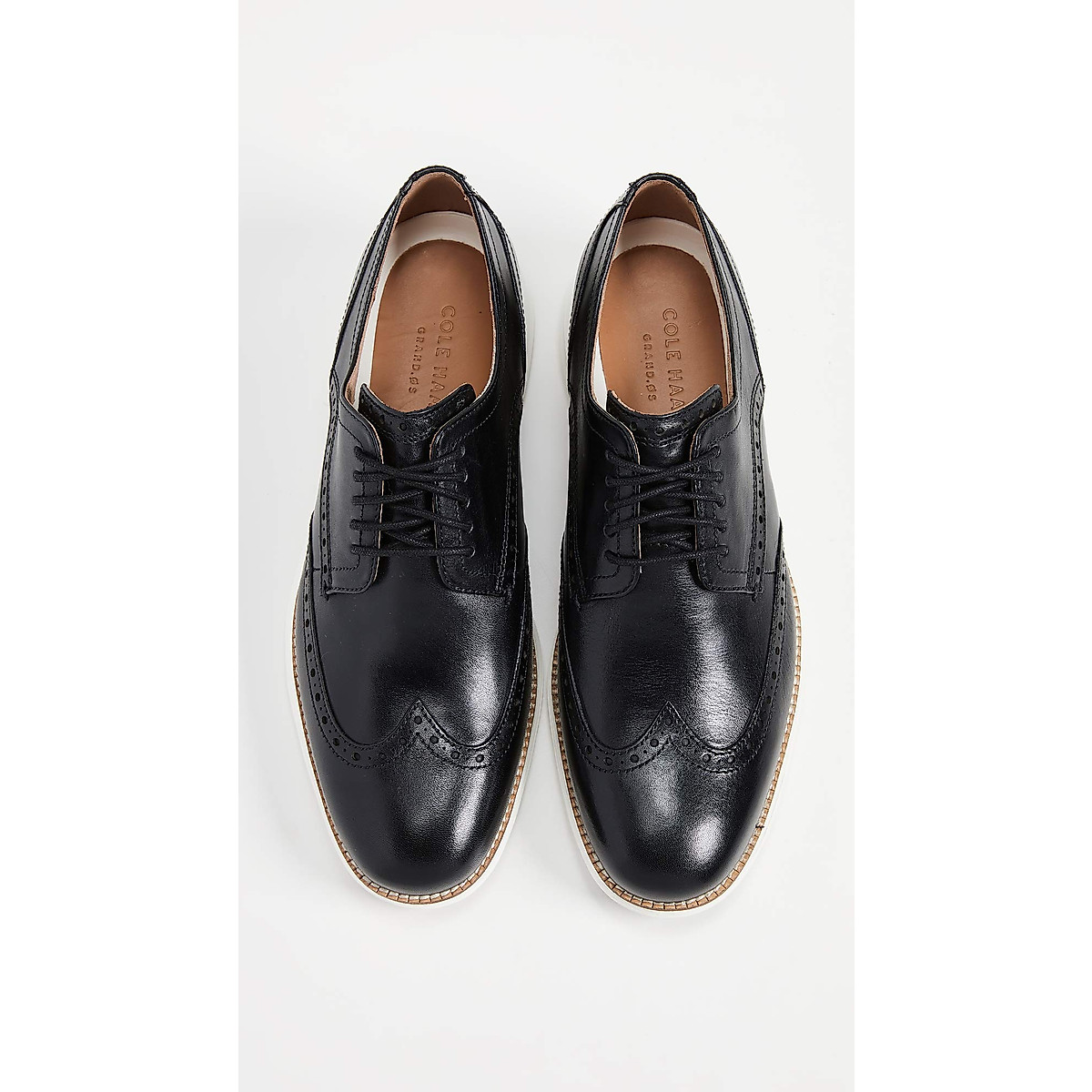 Cole Haan Men's Original Grand Shortwing Oxford Shoe, Black Leather/White, 11 Medium US