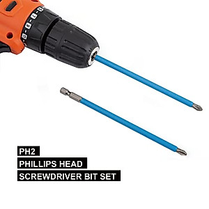 VESTTIO Anti Slip Phillips PH2#2 Screwdriver Bit Set 10PCS 1/4 Inch Hex Shank 6 Inch/150 mm Length S2 Steel with Magnetic for Power Screwdriver Impact Drill Toolkit