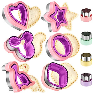 NPET Sandwich Cutter and Sealer 10 Pcs, Decruster Sandwich Maker for Uncrustables Peanut Butter and Jelly Sandwich Cutter for Kids Lunch DIY Uncrustable Maker Cookie Cutter Set Boy Girl