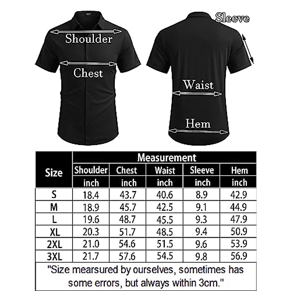 COOFANDY Casual Dress for Men Short Sleeve Button Up Summer Beach Shirts Wrinkle Free Black