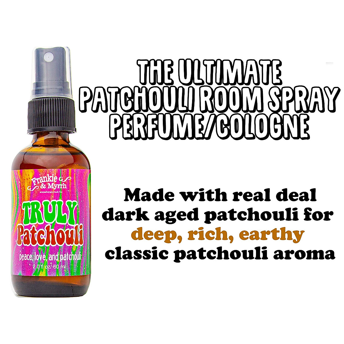 Frankie & Myrrh 2-Pack Room Spray: Truly Patchouli & Hippie Go Lucky. Natural Light Perfume/Cologne for Relaxation and Energy Aromatherapy