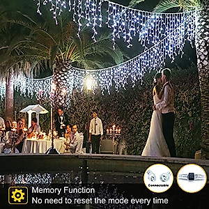 Christmas Icicle Lights Outdoor - 66ft 640 LED 8 Modes Connectable Curtain Fairy String Lights with Timer Memory, Plug in Waterproof for Home Decoration Holiday Eaves Yard Party Indoor (Cool White)
