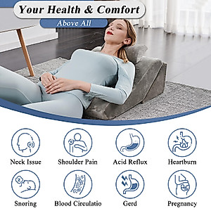 Axelrod Bed Wedge Pillow Set Foam | Adjustable Pillows for Back, Leg and Knee Pain Relief | Post Surgery Ortho Pillow – Anti Snoring, Heartburn, Acid Reflux & GERD- Grey