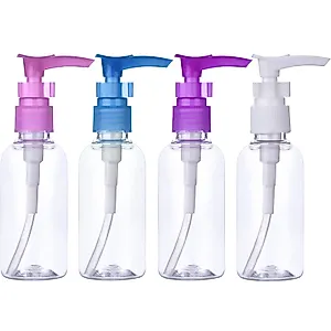 Transparent Travel Bottles Pump Bottle Lotion Dispenser Bottle, 4 Pieces (100 ml)
