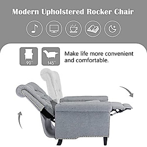 New Recliner Chair for Living Room, Fabric Massage Recliner Chair Winback Single Sofa Home Theater Chairs Adjustable Modern Reclining Chair with Padded Seat Backrest for Adults (Gray)
