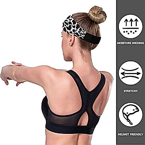 Unisex Workout Headbands Cow-dot-Skin-Print Elastic Yoga Sweatband Stretchy Sports Hairband