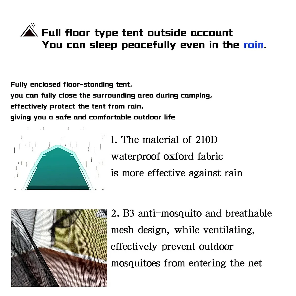 Pop Up Tent Pop Open in Three Seconds,Double Doors and Four Windows Quick Erect Tent, Firm and Stable Backpack Tent, Ideal for Camping in The Garden 4 People