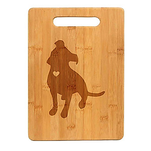 Bamboo Wood Cutting Board Cute Pit Bull With Heart
