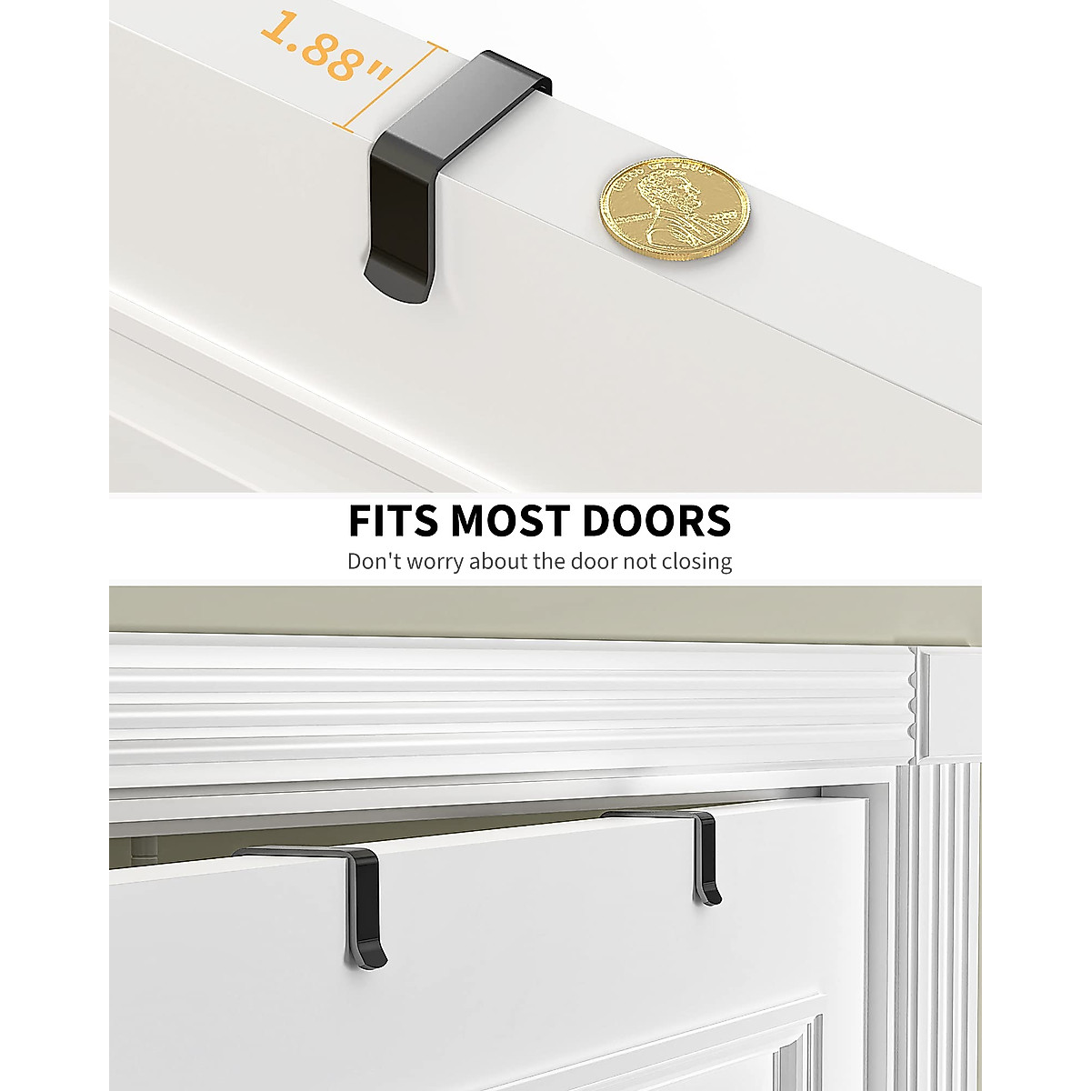 Moforoco 6 Tier Over the Door Food Storage Cabinet Organizer Black Hanging Kitchen Basket Organizer Wall Mounted Spice Rack Rear Cabinet Door Spice Rack Bathroom Home Bedroom Organizer (Black, 6-Tier)