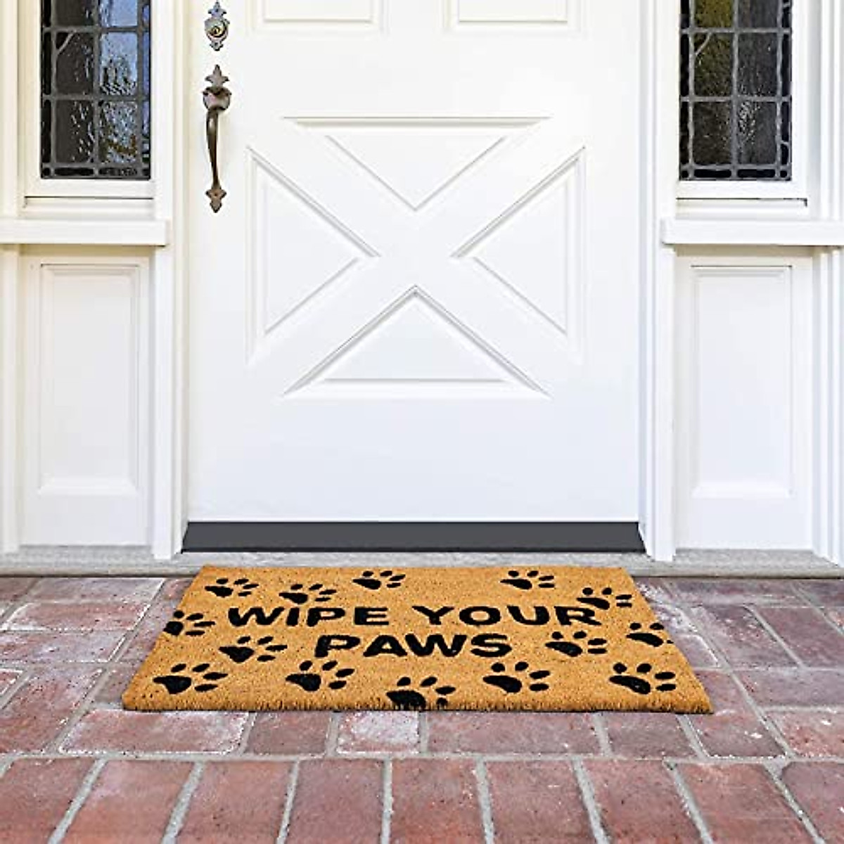 Juvale Nonslip Coco Coir Mat for Entrance, Wipe Your Paws Doormat for Front Door Entry, Dog Lovers (17 x 30 in)
