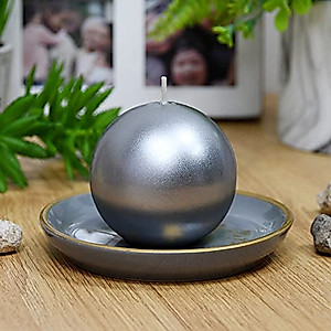 Zest Candle 6-Piece Ball Candles, 3-Inch, Metallic Silver