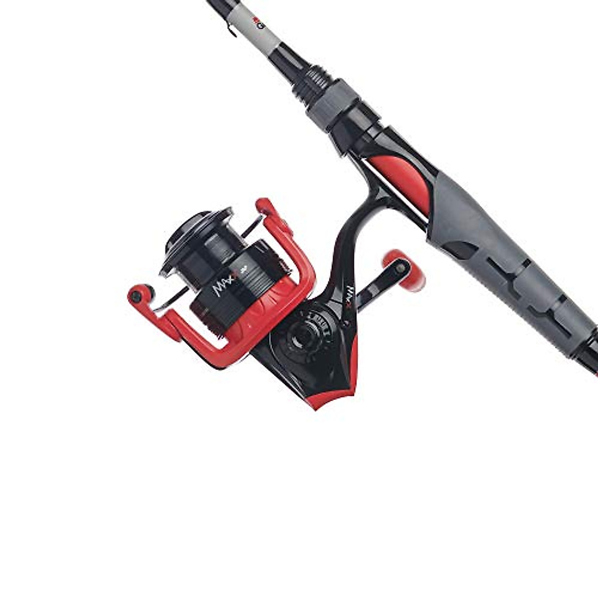 Abu Garcia 7’ Max X Fishing Rod and Reel Spinning Combo, 3 +1 Ball Bearings with Lightweight Graphite Body & Rotor, Rocket Line Management System,Red
