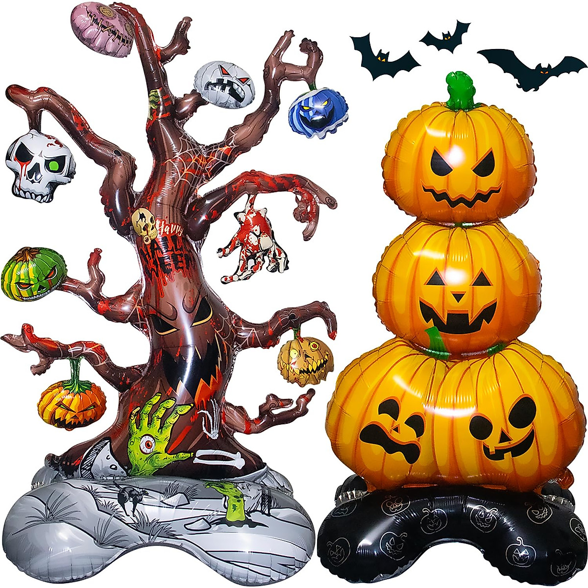 50in Extra Huge Halloween Decor Balloons, GOULIKFUL 2PCS Halloween Pumpkin Dead Tree Balloons for Halloween Party Decorations Indoor Outdoor