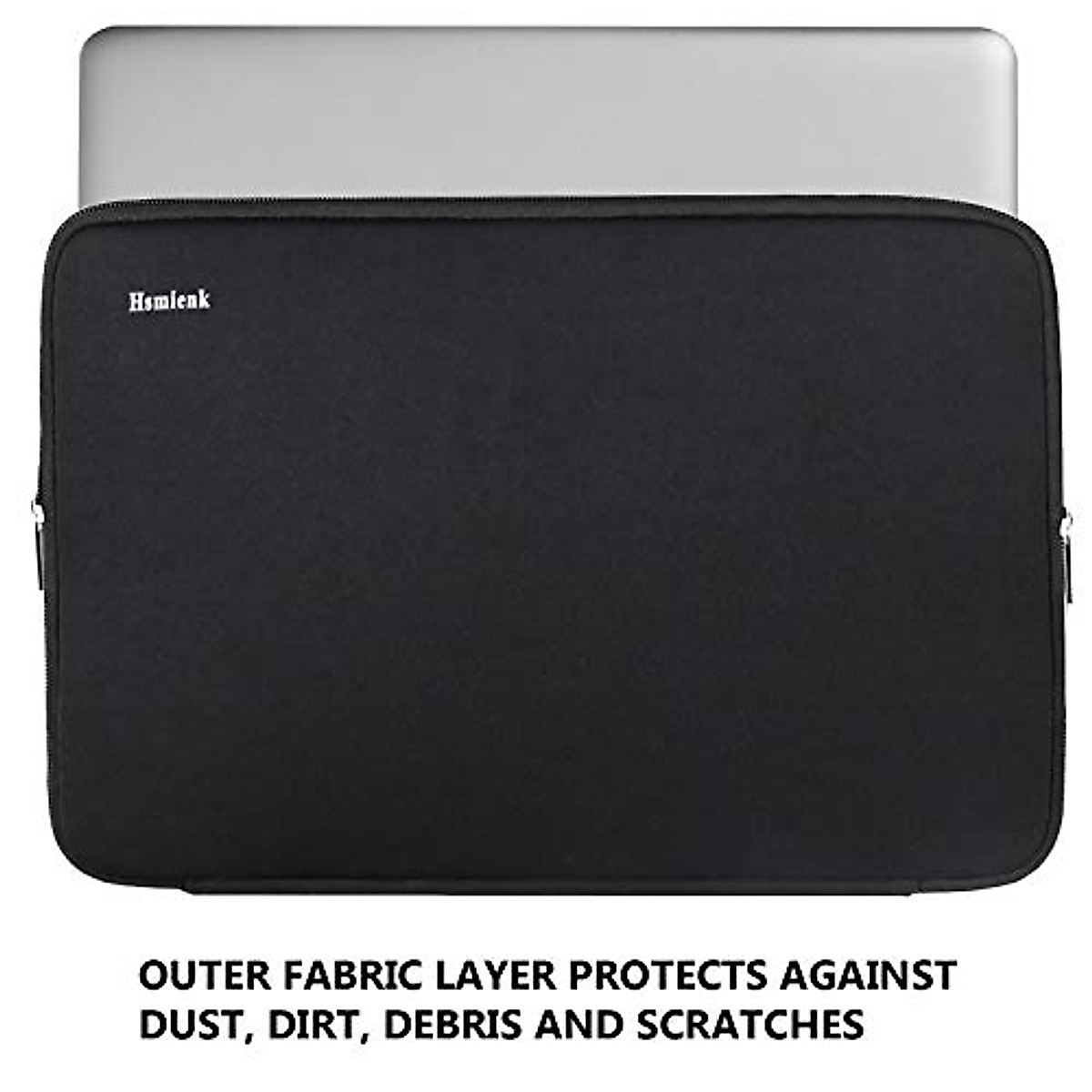 Laptop Sleeve 15.6 Inch, Hsmienk Durable Shockproof Protective Cover Flip Case Briefcase Carrying Computer Bag Case Compatible with 15.6 Inch HP, ASUS, Lenovo, Acer, Notebook, Computer, Black