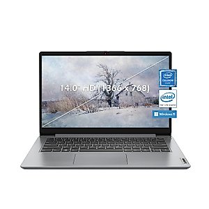Lenovo IdeaPad 1 14 Laptop, 14.0" HD(1366 x 768) Screen, Intel Celeron N4020, 4GB RAM, 256GB Storage(128GB eMMC+128GB Card), Intel UHD Graphics 600, Win 11, Cloud Grey, W/GaLiMu