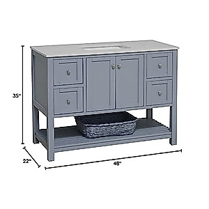 Lakeshore 48-inch Bathroom Vanity (Engineered Carrara/Powder Blue): Includes Powder Blue Cabinet with Engineered Carrara Countertop and White Ceramic Sink