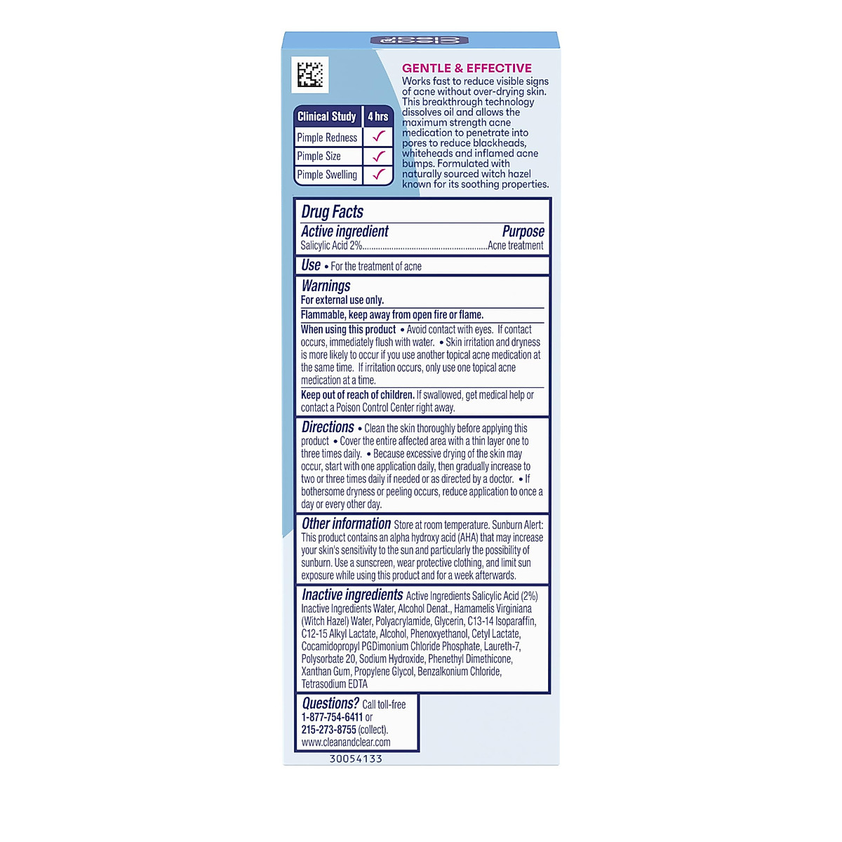 Clean & Clear Acne Spot Treatment Gel Cream with 2% Salicylic Acid, Oil-Free Topical Acne Treatment with Witch Hazel for Clinically Proven Results in 1 Day, Fragrance Free, 0.75 fl. oz