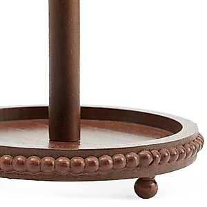 Farmlyn Creek Wooden Rustic Paper Towel Holder for Kitchen Organization, Distressed Standing Holder for Modern Home Decor, Countertop, Dining Table, Bathroom, Brown (6.5x16 in)