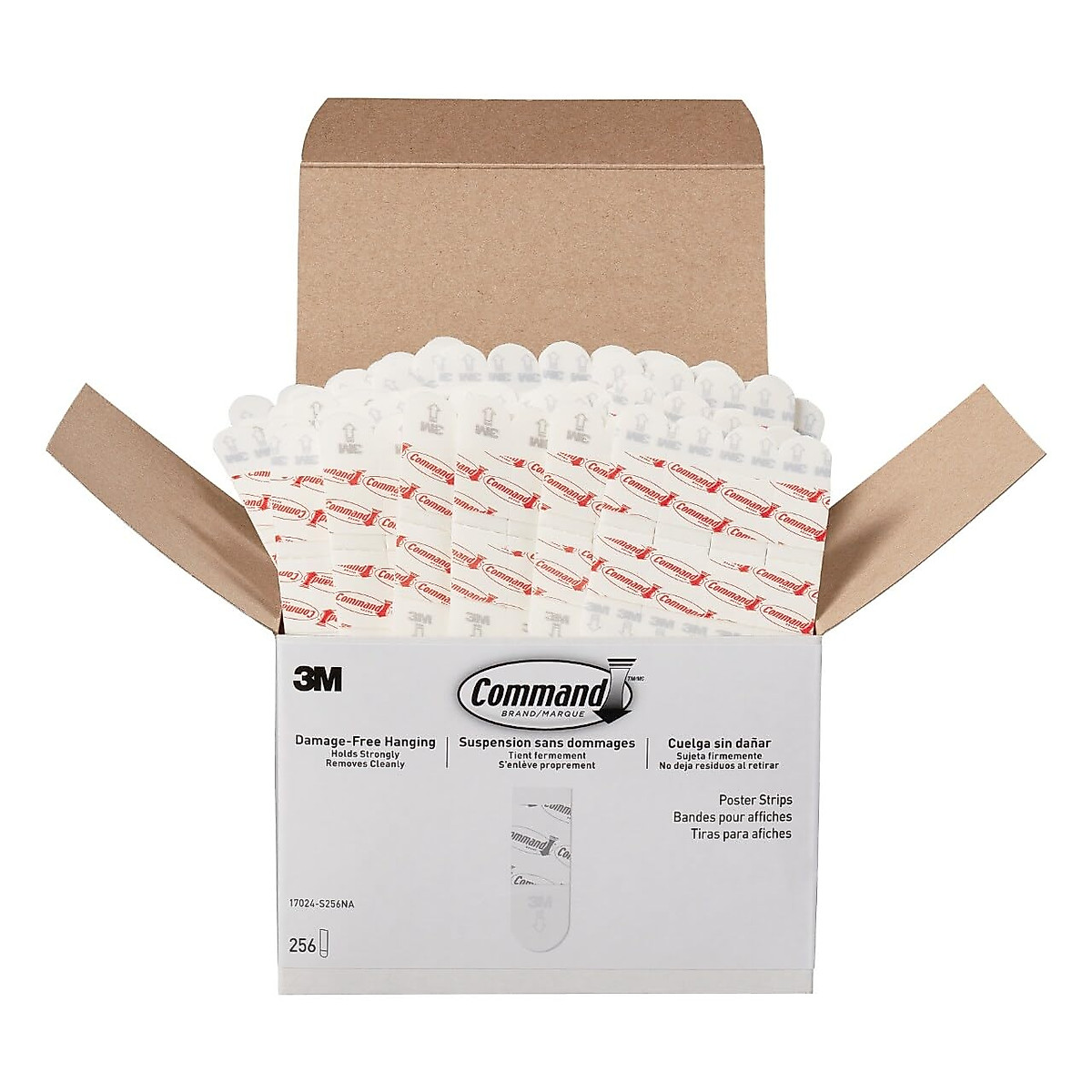 Command Poster Strips, Damage Free Hanging Poster Hangers, No Tools Wall Hanging Strips for Posters, 256 White Command Adhesive Strips