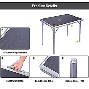 REDCAMP Aluminum Folding Table for Camping, Lightweight Portable Picnic Table with Collapsible Legs and Handle, Great for Outdoor Indoor, Gray 3ft