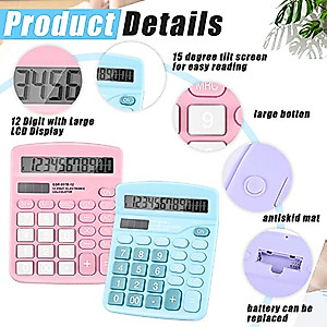 Xuhal 8 Pack Desktop Calculator Standard Calculator 12 Digit with Large LCD Display and Sensitive Button Handheld Cute Calculator Functional Aesthetic Calculator for Office Home Classroom Business