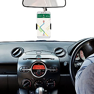 Frienda 360° Rearview Mirror Phone Holder, Universal Car Phone Holder Mount Car Rearview Mirror Mount Phone and GPS Holder, Car Phone Mount Clip Suitable for Most 4-6.1 Inch Mobile Phones (Black)