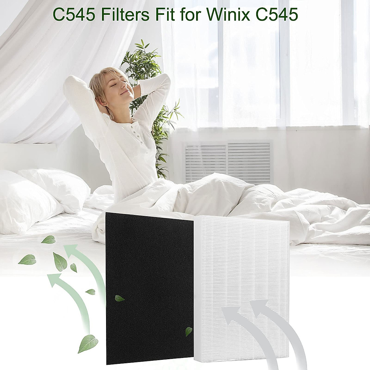 FFsign C545 True HEPA Replacement Filter S for Winix C545, 2 Pack H13 Grade 1712-0096-00 Filter S & 10 Pack Activated Carbon Filters