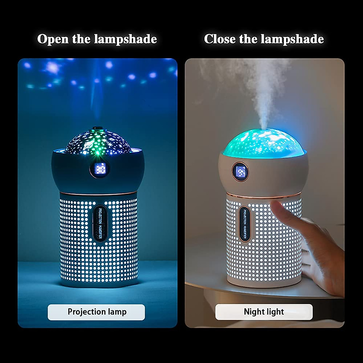 SHUYUNI Humidifiers for Kids & Baby Bedroom, 630ml Portable Cool Mist Humidifiers, 360° Rotation Projector, 6-Color Starry Night Light, Whisper-Quiet, Waterless Auto-Off, BPA Free, Christmas Gift