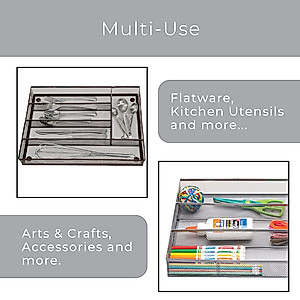 Smart Design 5 Compartment Drawer Organizer - Steel Mesh Mesh - Makeup Tray, Vanity, Utensils, Silverware Storage Bin - Kitchen - Bronze