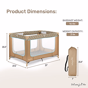 Dream On Me Zodiak Portable Playard in Coffee and Blue, Lightweight, Packable and Easy Setup Baby Playard, Breathable Mesh Sides and Soft Fabric - Comes with a Removable Padded Mat