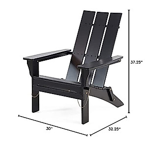 Christopher Knight Home Aberdeen Outdoor Contemporary Acacia Wood Foldable Adirondack Chair, Black