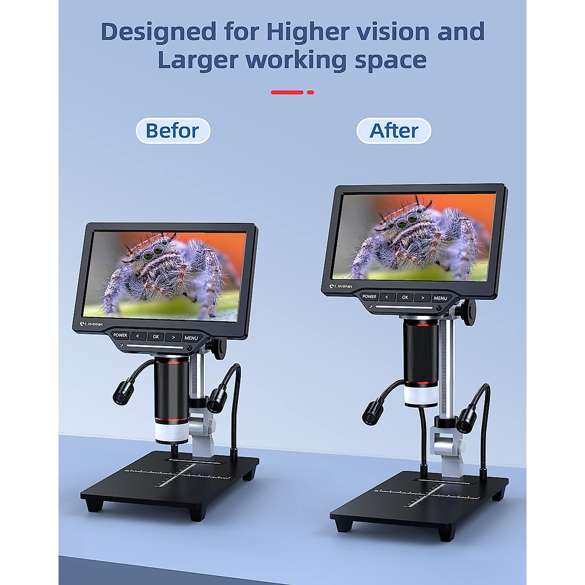 Digital Microscope,LLIMINK LM700 Coin Microscope 1200X,16MP Coin Micro Soldering Microscope with 7inch HDMI FHD IPS Screen,Dual Touch Dimming,Windows/Mac OS/TV Compatible,32GB