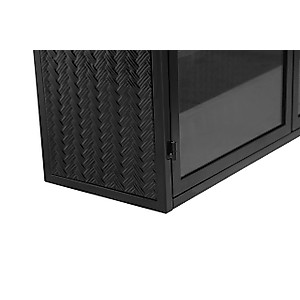 HXCQYGL Glass Doors Modern Two-Door Wall Cabinet with Featuring Three-Tier Storage for Entryway Living Room Bathroom Dining Room, Wall Cabinet with Characteristic Woven Pattern, 27.56" (Black)