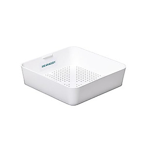 STEADYKLEEN - 8.5-inch Floor Sink Drain Cover Alternative, Square Drain Basket for Restaurants, Use Below 3 Compartment Sink. Sink Strainer with 0.19-inch Holes, Versatile Plastic Drain Screen Basket