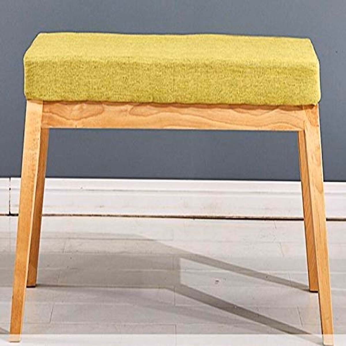 Nordic Bench-Dining Chair Solid Wood Simple Dining Stool Home Low Stool Fashion Shoes Square Stool Dining Stool Bed Tail Stool Footstool (Color:Green)
