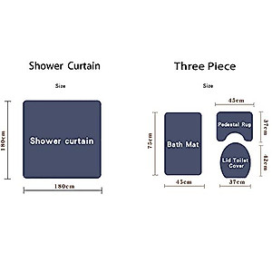 4PCS/Set Sun and Moon Print Pattern Shower Curtains Sets Polyester Waterproof Bathroom Shower Curtain Sets Non-Slip Bathroom Rugs Bath Mat Set Toilet Lid Cover+12 Hooks, Boho