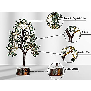 Emerald Crystal Tree - Healing Crystals and Healing Stones Home Decor Gifts - Chakra Tree of Life Stocking Stuffers, Bookshelf Decor, Feng Shui Decor Meditation Gifts