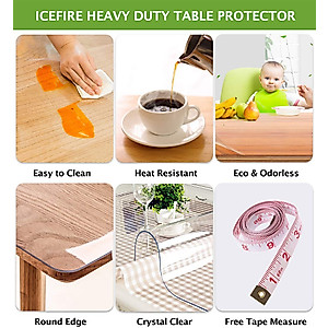 Clear Plastic Tablecloth Coffee Dining End Table Protector Cover Countertop Wood Marble Furniture Topper Tabletop Protection Pad PVC Vinyl Polyester Rectangle Tablecloth Water Resistant 40" x 120 Inch
