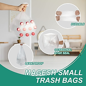 4 Gallon Small Trash Bags, Magesh 4 Gallon Trash Bag Strong, Leakage-Free, Small Garbage Bags 4 Gallon Unscented Thick for Bathroom, Office, Kitchen Small Trash Can, 15L, 105 Bags, Clear