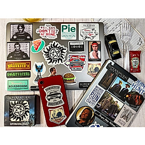 Conquest Journals Supernatural Winchester Brothers Vinyl Stickers, Set of 60 Unique Stickers Including 5 Holograms, Waterproof and UV Resistant, Great for All Your Gadgets