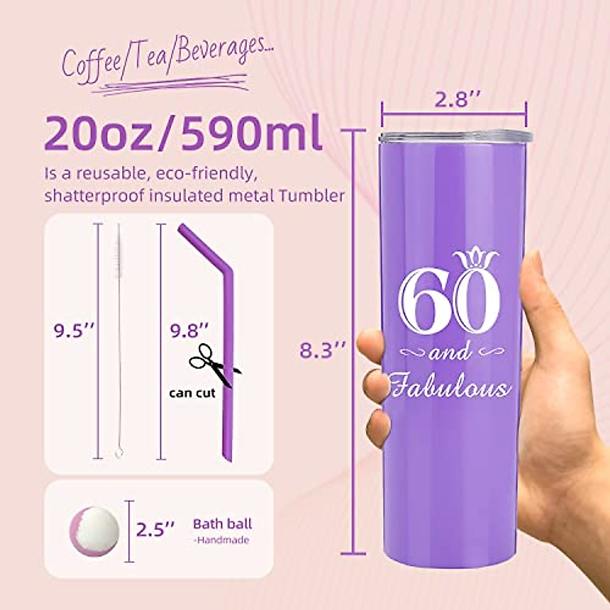 60th Birthday Tumbler, 60th Birthday Gifts for Women, 60 Birthday Gifts, Gifts for 60th Birthday Women, 60th Birthday Decorations, Happy 60th Birthday Gift, 60th Birthday Party Supplies