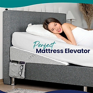 Under Mattress Wedge for Acid Reflux, Queen Size Bed Wedge, Under Mattress Support & Mattress Riser, Memory Foam Top 7.5-Inch Head Riser Incline Topper, Non-Slip Bottom & Side Storage Pockets