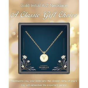 MIDDLUX V Necklace, Gold Initial Necklace, Personalized Gifts for Girls, Best Friends Necklace, Girls Initial Necklace, Name Necklace Personalized for Women, Sister Necklaces