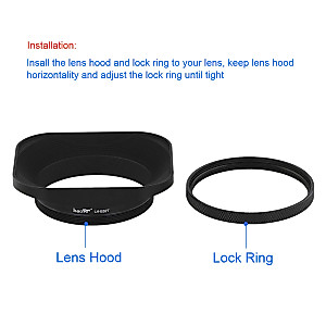 Haoge LH-E52T 52mm Square Metal Screw-in Lens Hood with Cap for 52mm Canon Nikon Sony Leica Voigtlander Nikkor Panasonic Pentax Contax Olympus Lens and Other Lens with 52mm Filter Thread