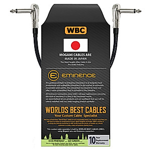 WORLDS BEST CABLES 30 Inch - Pedal, Effects, Patch, Instrument Cable Custom Made Made Using Mogami 2319 Wire and Eminence Nickel Plated ¼ inch (6.35mm) R/A Pancake Type Connectors