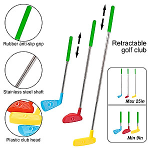 Liberry Kids Golf Club Set, Retractable Toy Golf Clubs for Toddlers, Mini Golf Set for Children Age 3 4 5 Years Old