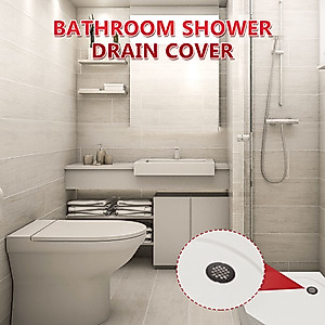 Enhon 2 Pack 4-1/4 Snap in Shower Drain Cover, Round Shower Strainer Drain Grid, Bathroom Shower Drain Grate Cap Replacement for Hair Catcher, Matte Black, Stainless Steel