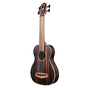 Kala UBASS-EBY-FSRW Striped Ebony Acoustic-Electric Ukulele Bass with Round Wounds