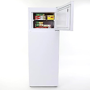 West Bend Apartment Refrigerator Freestanding Dual Door Slim Design Full Fridge with Top Freezer, Adjustable Mechanical Control, for Condo, House, Small Kitchen Use, 7.4-Cu.Ft, White